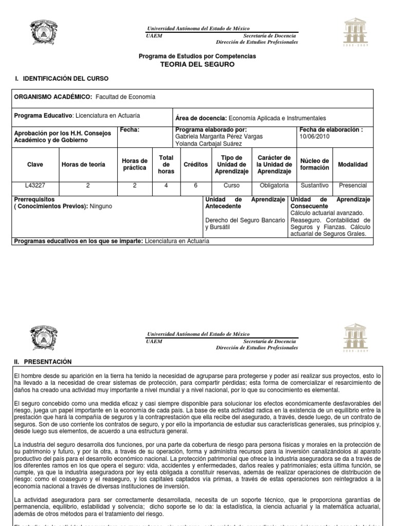 Teoria Del Seguro PDF | PDF | Reaseguro | Póliza de seguros