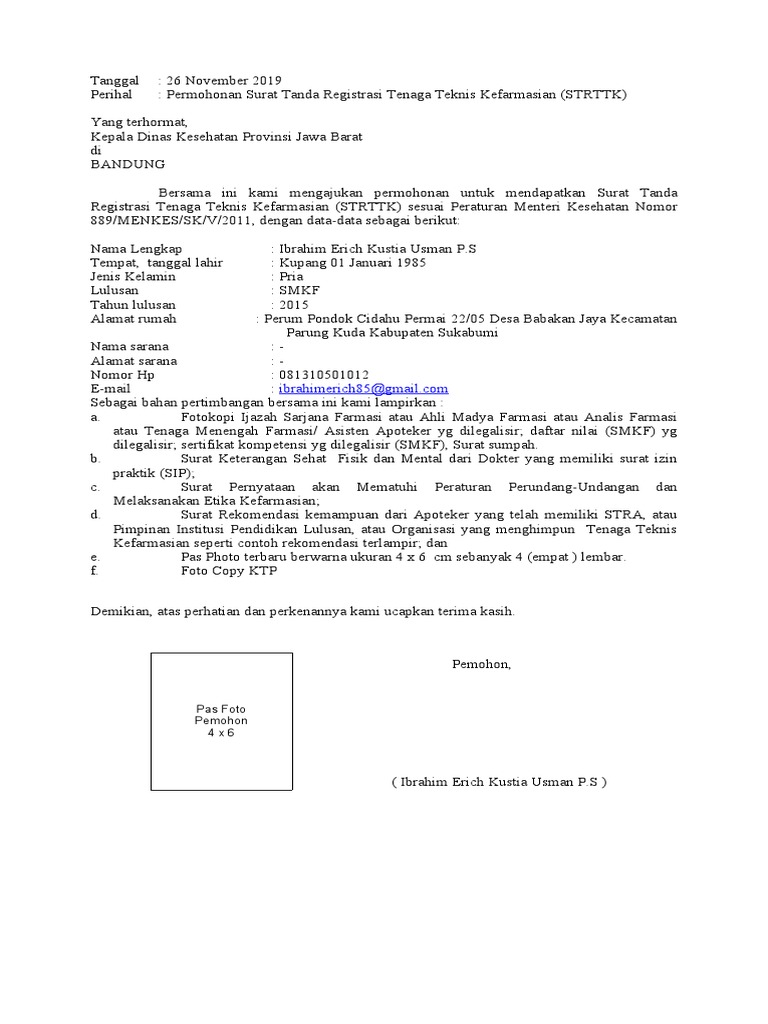 1.surat Permohonan STRTTK | PDF | Pengembangan Diri | Kesehatan Holistik
