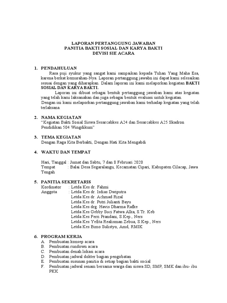 Laporan Pertanggung Jawaban Sie Acara Fi | PDF