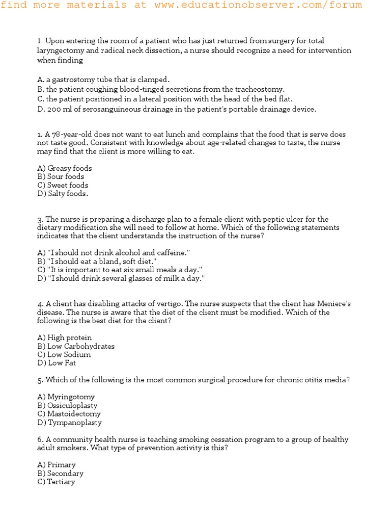 HAAD Nursing Model Question Collection PDF | PDF | Gastroesophageal Reflux Disease | Chemotherapy