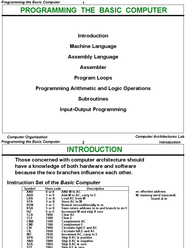 Programming The Basic Computer Pdf Assembly Language Subtraction 9882