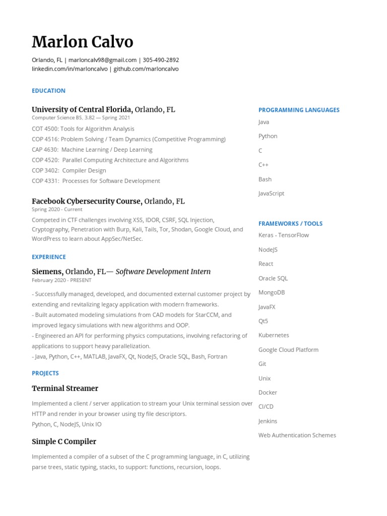 Marlon Calvo Resume | PDF | Computer Programming | Java (Programming Language)