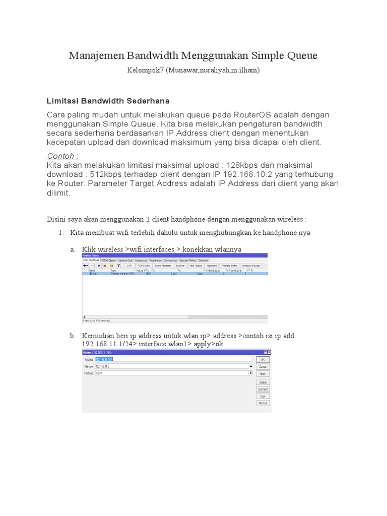 Manajemen Bandwidth dengan Simple Queue | PDF