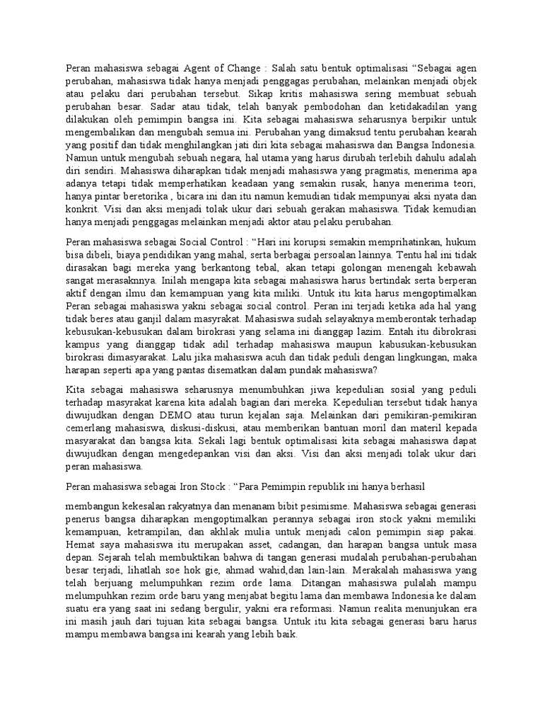 Peran Mahasiswa Sebagai Agent of Change REferensi | PDF