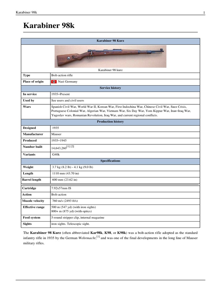 W k98 PDF | PDF | Military Technology | Projectiles