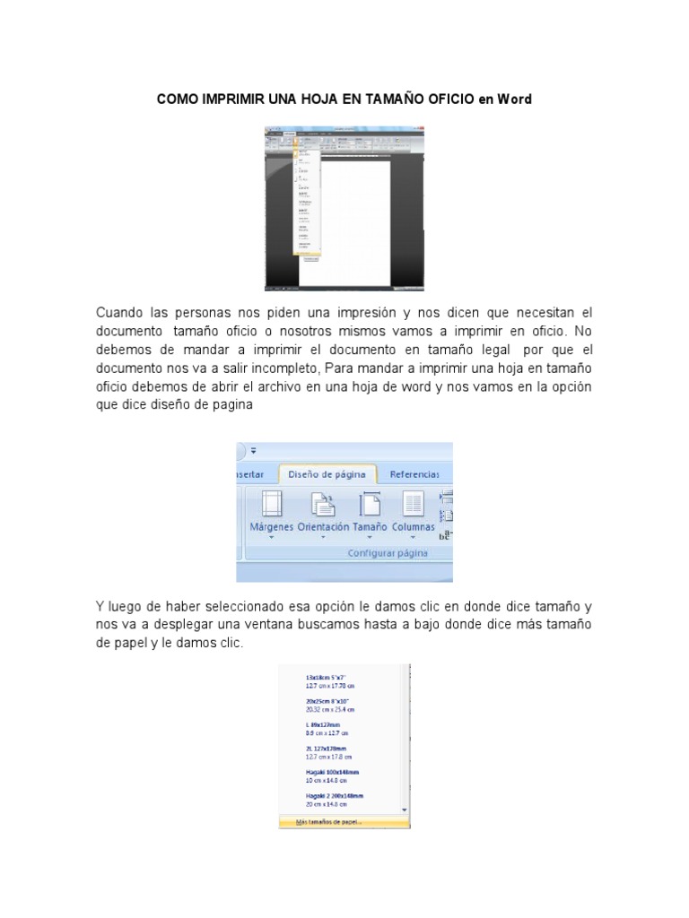 Como Imprimir Una Hoja En Tamaño Oficio En Word Pdf