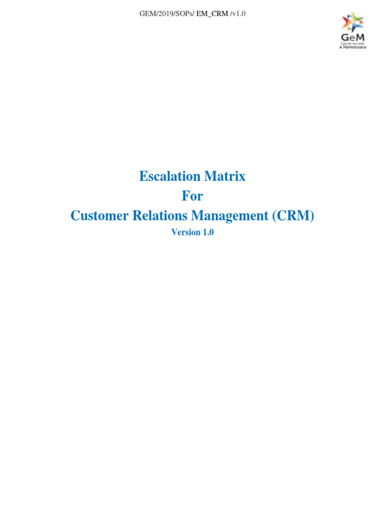 Escalation Matrix in GeM | PDF | Customer Relationship Management ...