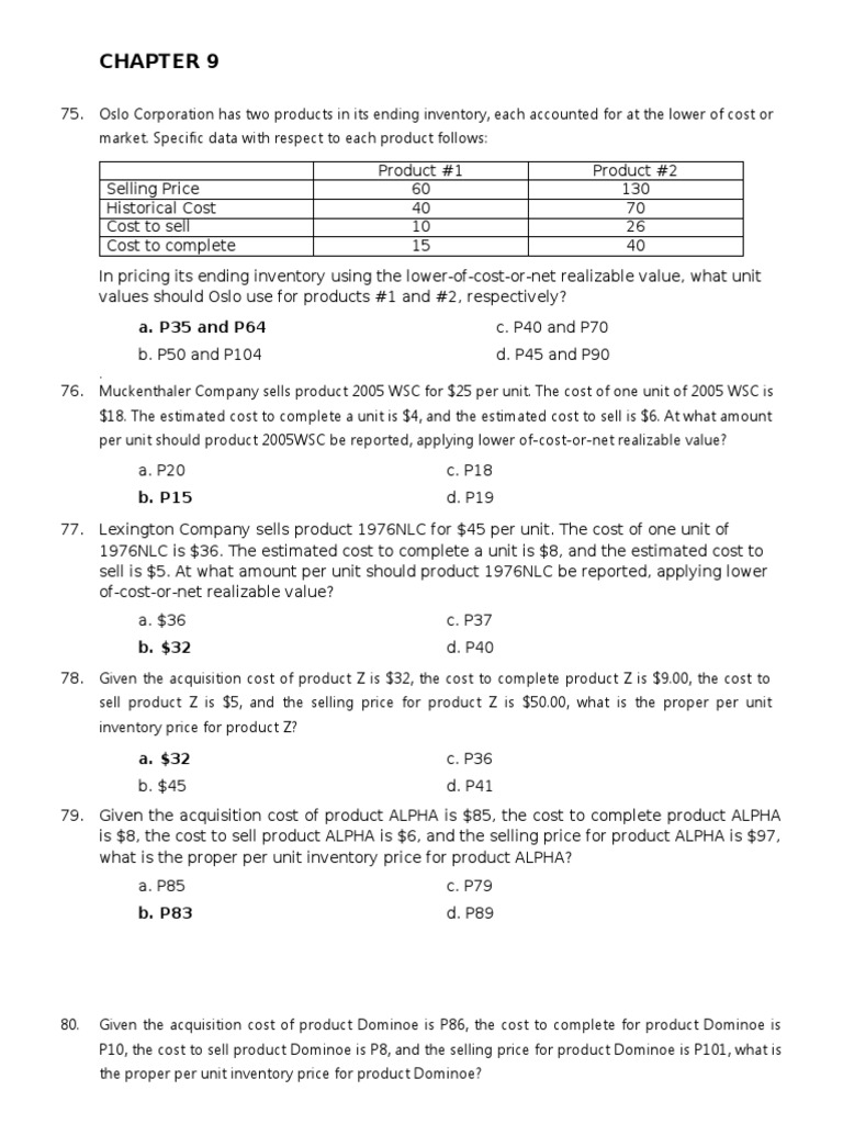 Final Problems CH09 | PDF | Debits And Credits | Inventory
