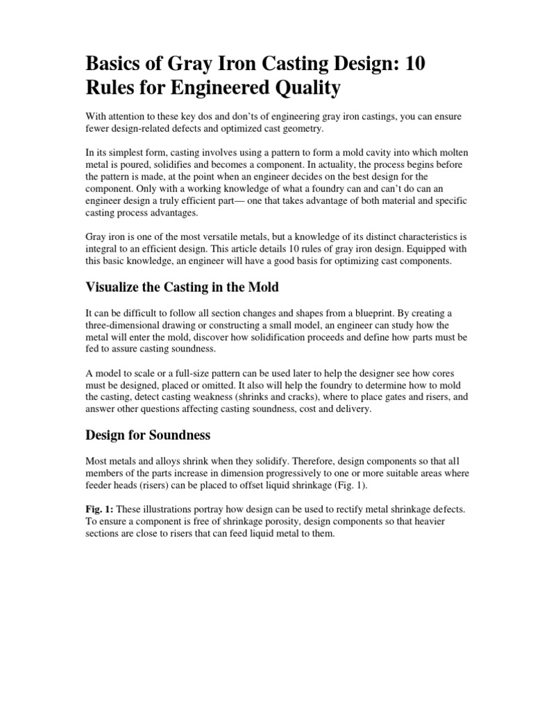 Basics of Gray Iron Casting Design | PDF | Foundry | Casting (Metalworking)
