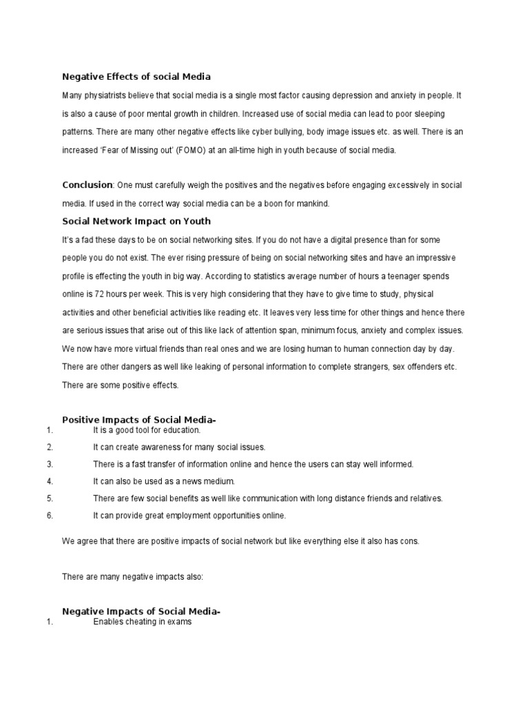 Negative Effects of Social Media | PDF | Social Media | Popular Culture ...