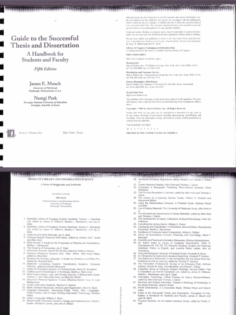 Guide To The Succesful Thesis and Dissertation | PDF | Science ...