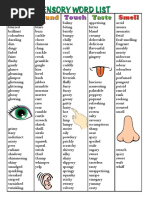 Adjectives To Describe The 5 Senses | PDF | Taste | Color