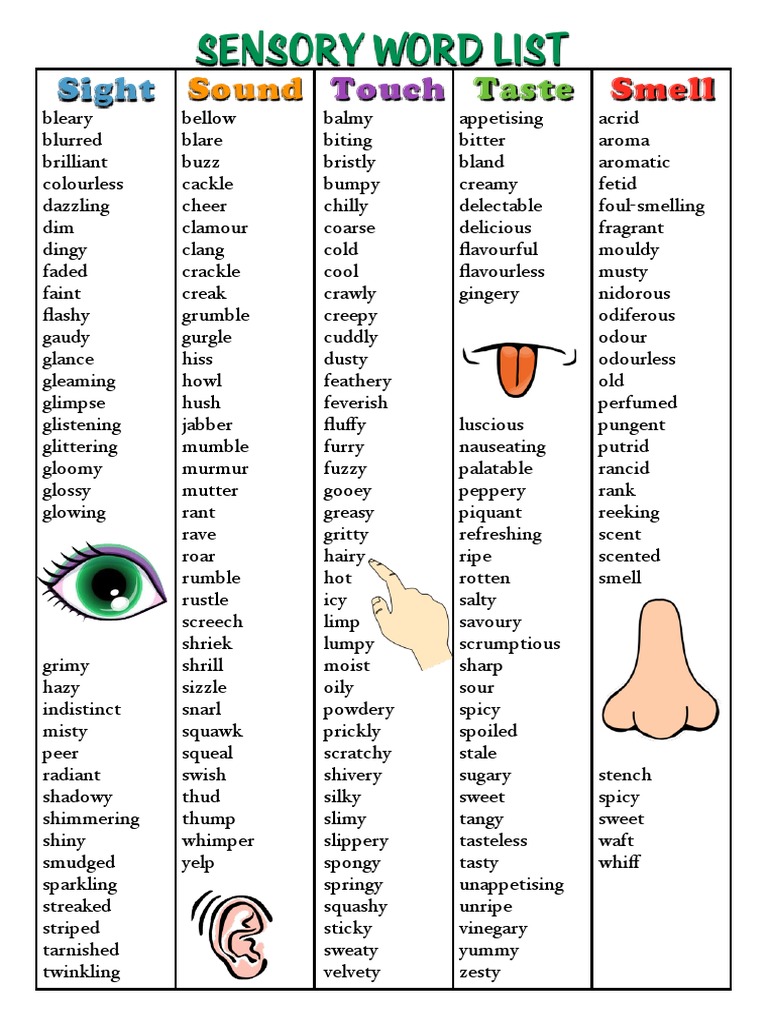 Sensory Word List 1sd3zci | PDF