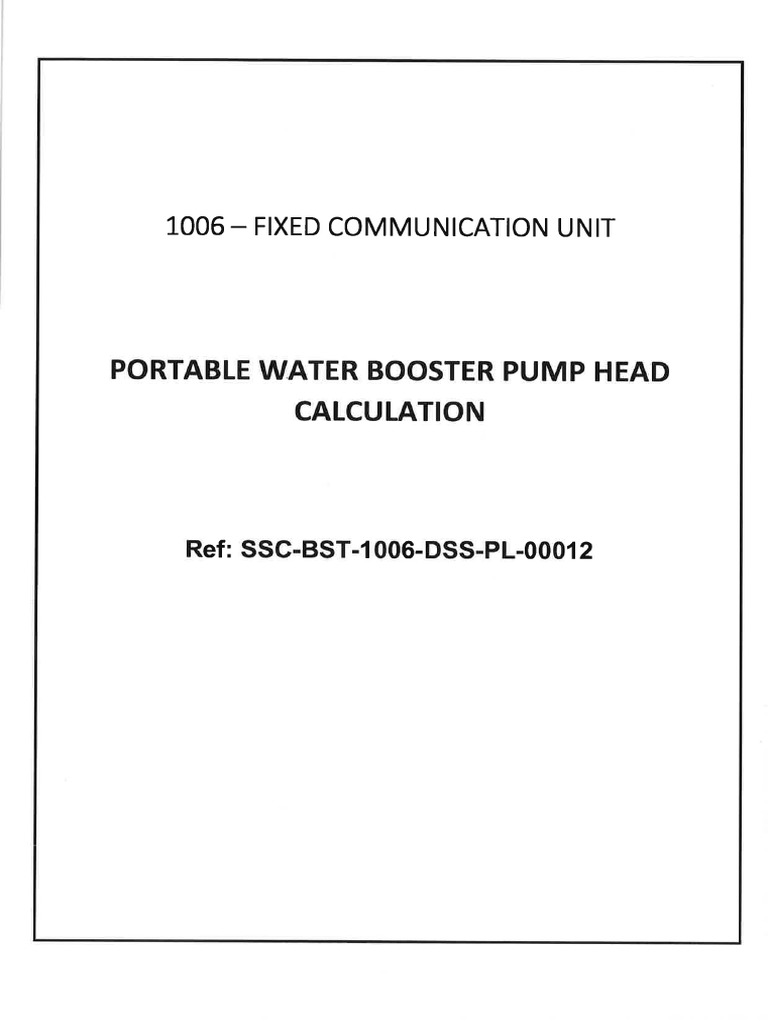 Portable Water Booster Pump Head Calculation | PDF