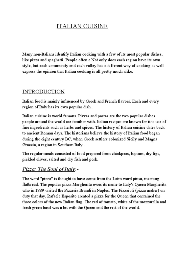 Italian Cuisine: Pizza: The Soul of Italy | PDF