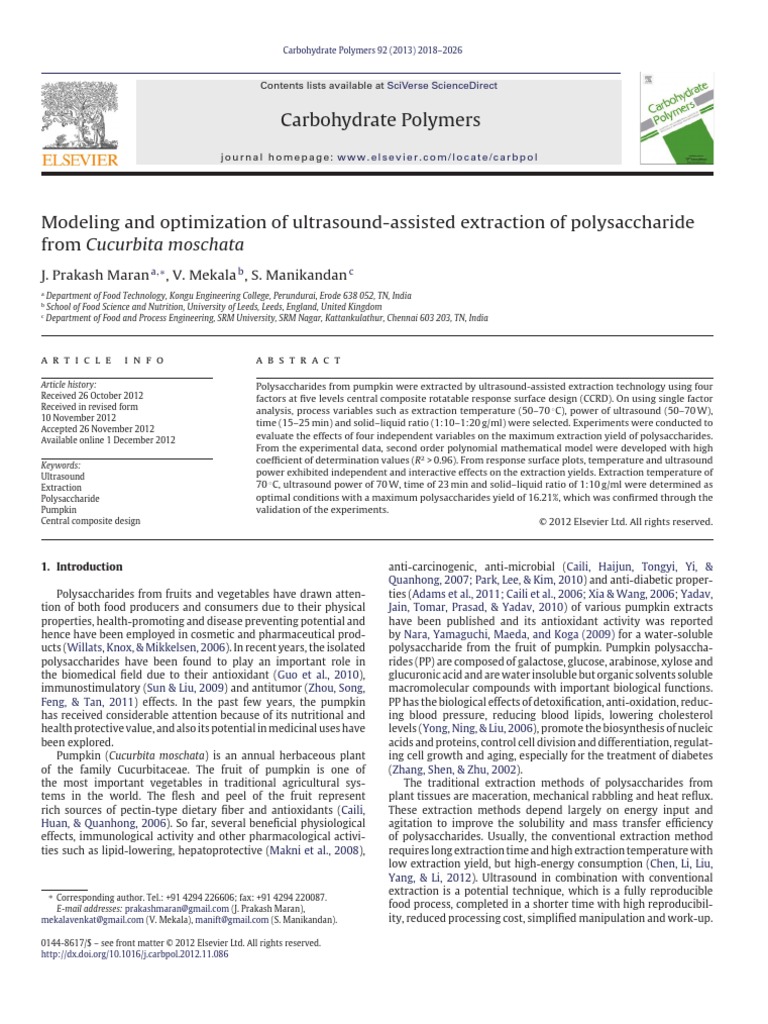 01 Modeling and Optimization of Ultrasound-Assisted Extraction of Polysaccharide From Cucurbita ...