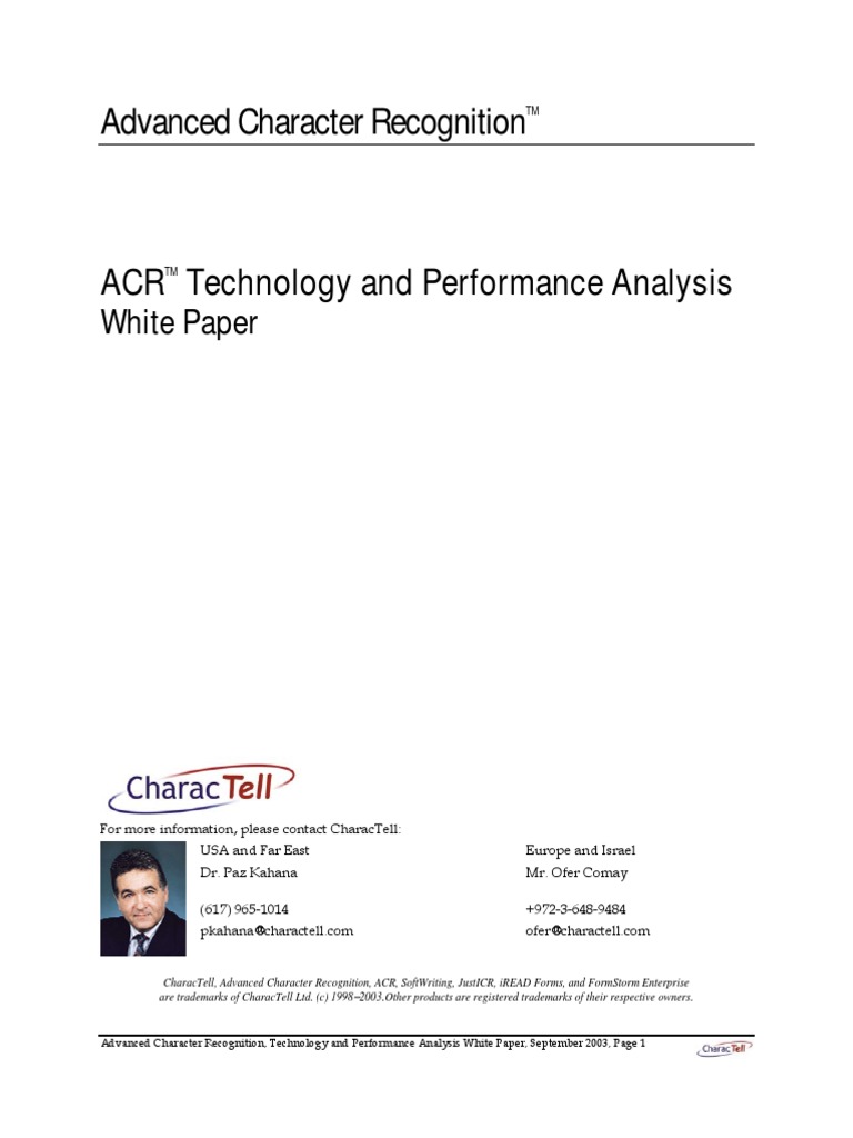 Advanced Character Recognition: White Paper | PDF | Computers