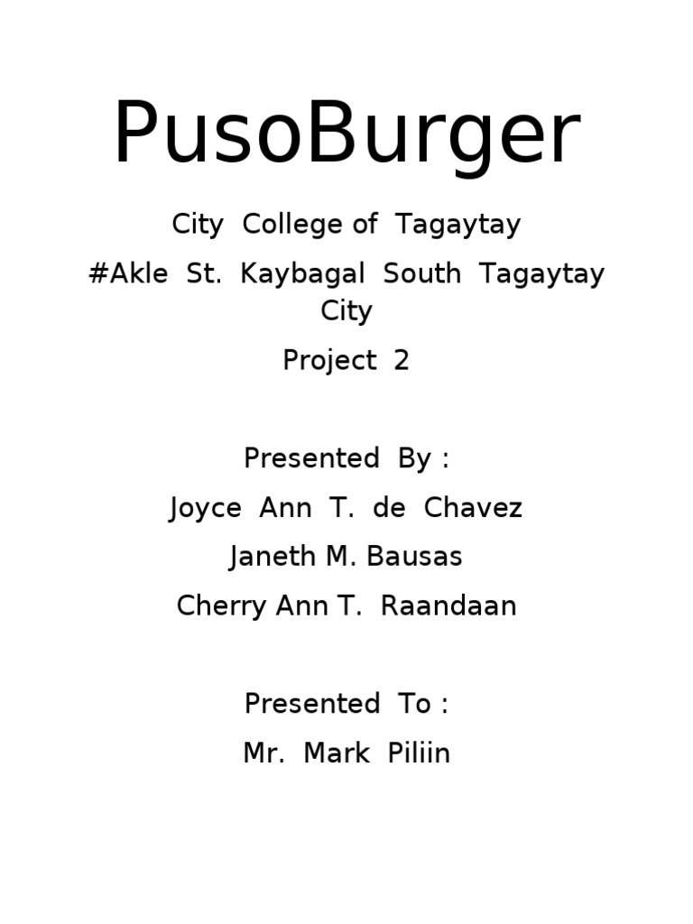 Puso Burger | PDF | Hamburgers | Fast Food