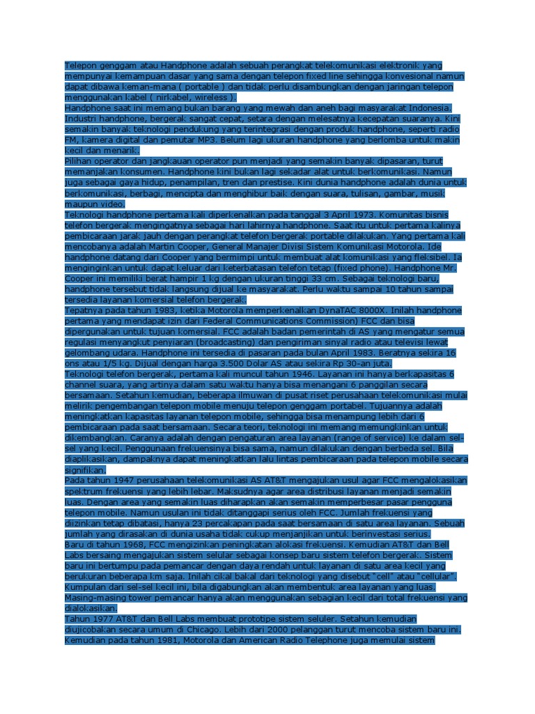 Telepon Genggam Atau Handphone Adalah Sebuah Perangkat Telekomunikasi ...