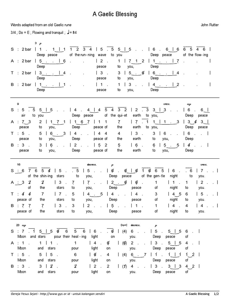 A Gaelic Blessing - Rutter - English | PDF