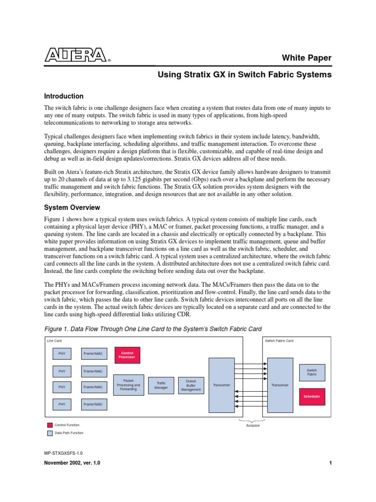White Paper Using Stratix GX in Switch Fabric Systems | PDF | Scheduling (Computing) | Computer ...