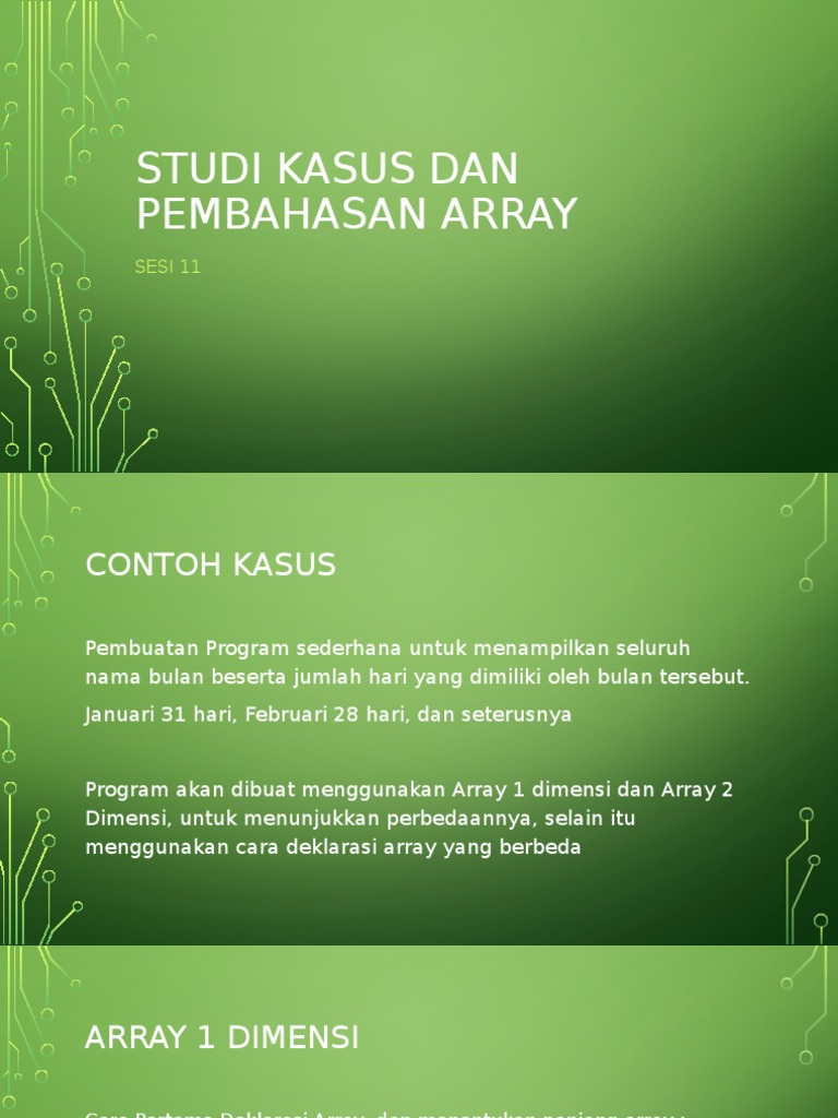 STUDI KASUS DAN PEMBAHASAN ARRAY (Algoritma Dengan Java) | PDF