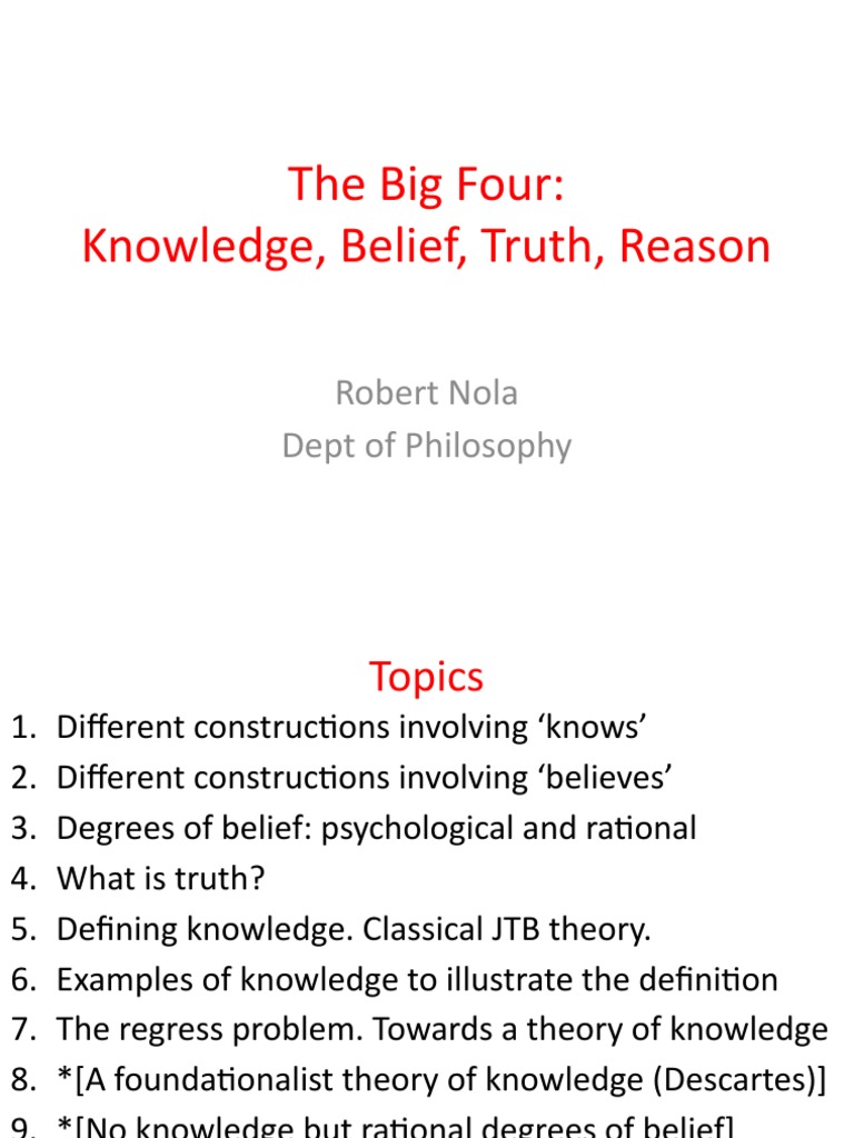 Knowledge, Belief, Truth Reason | PDF | Epistemology | Truth
