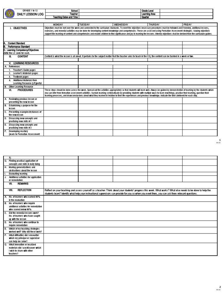 Daily Lesson Log New - TLE G7 | PDF | Teachers | Learning