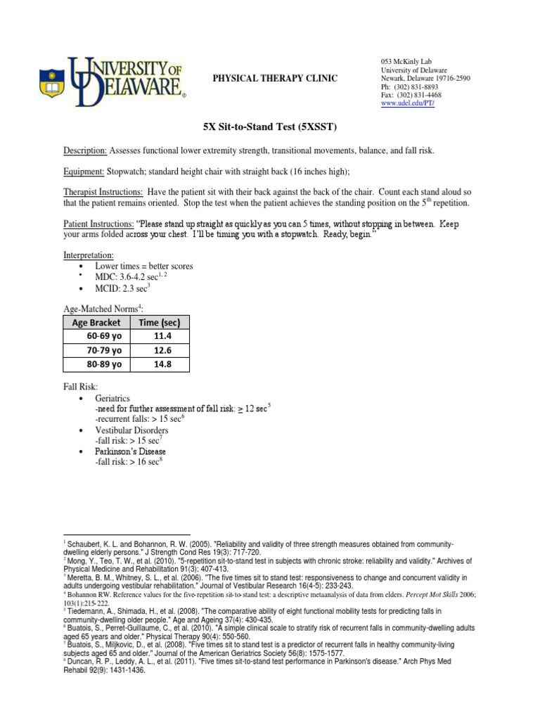 5XSST Handout | PDF | Geriatrics | Physical Therapy
