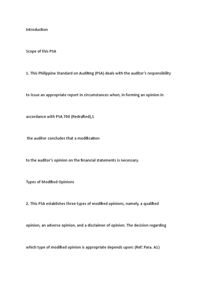 Determining the Appropriate Type of Modified Audit Opinion | PDF ...
