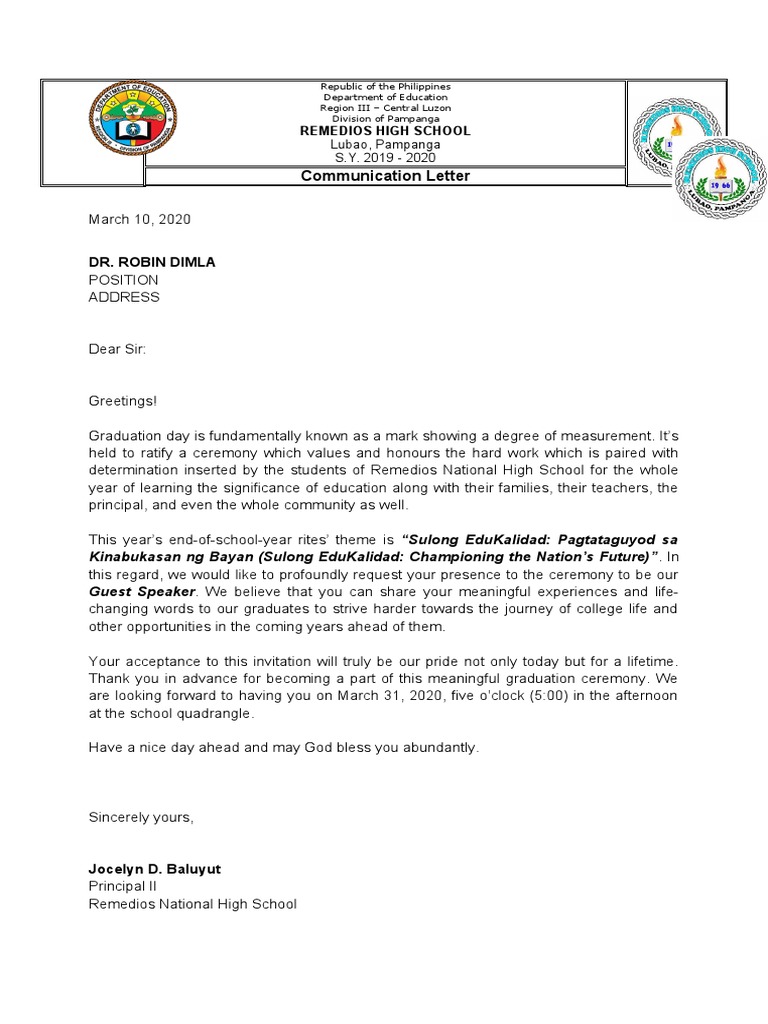 Graduation Invitation Letter For Parents Invitation Letter Template: