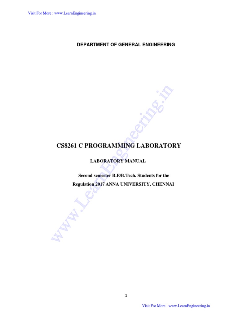 Cs8261 C Programming Lab By Learnengineering In Pdf C 