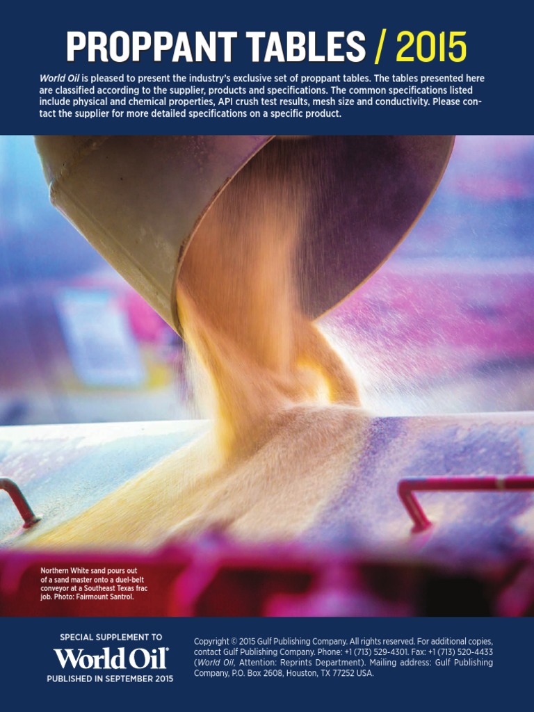 Proppant Tables 2015 | PDF | Density | Materials