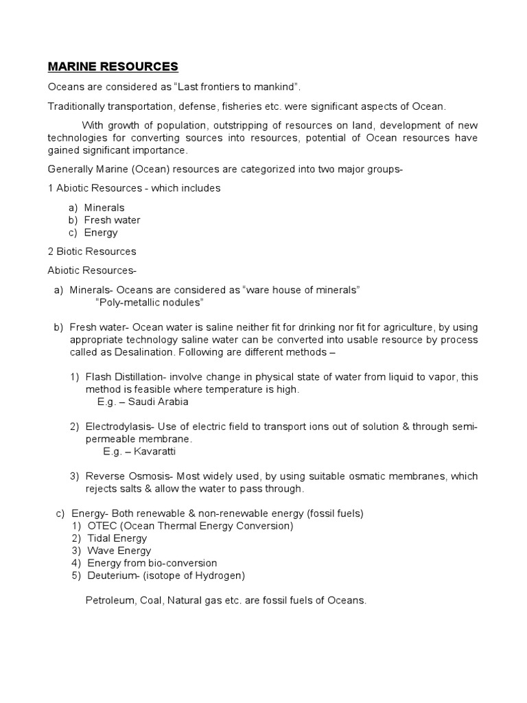 MARINE RESOURCES New | PDF | Water | Natural Environment