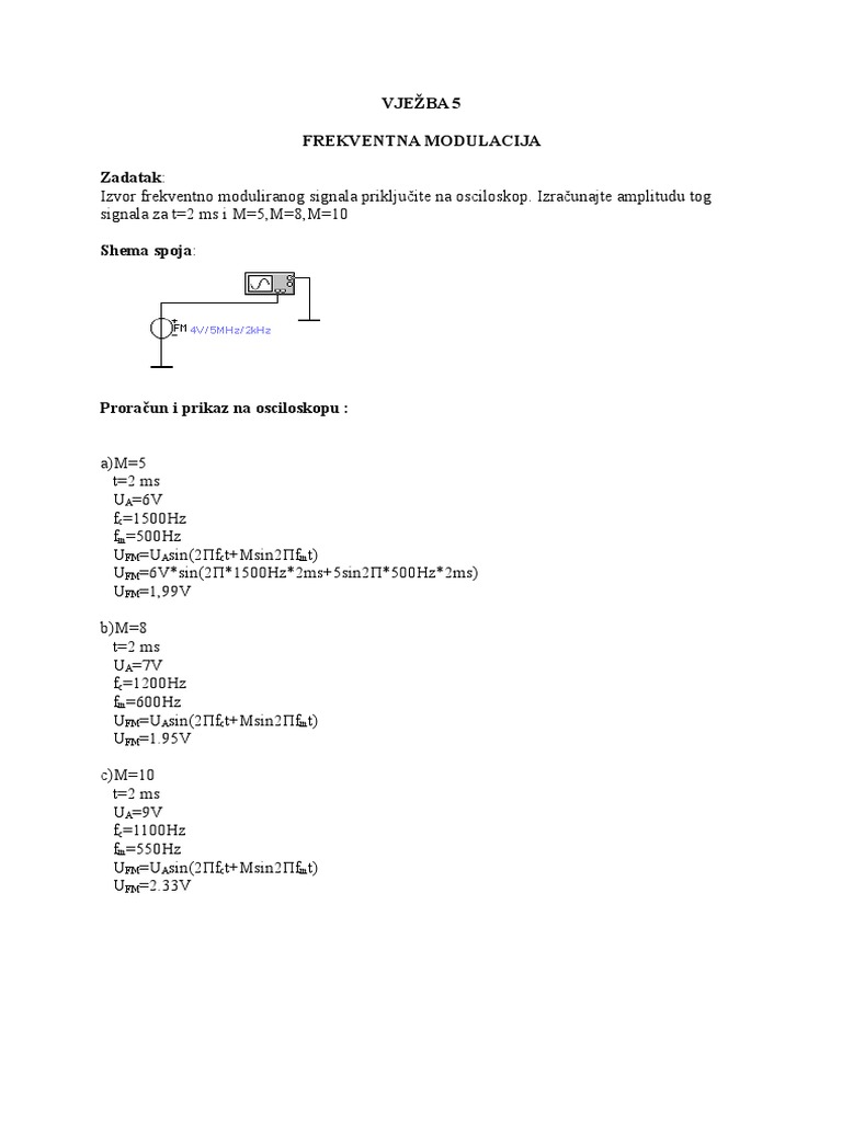 Vježba 5-Frekventna Modulacija MMM | PDF