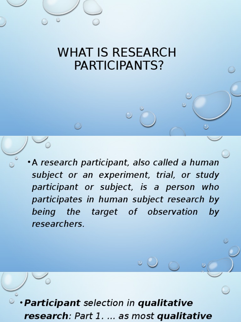 Understanding Research Participants | PDF | Qualitative Research ...