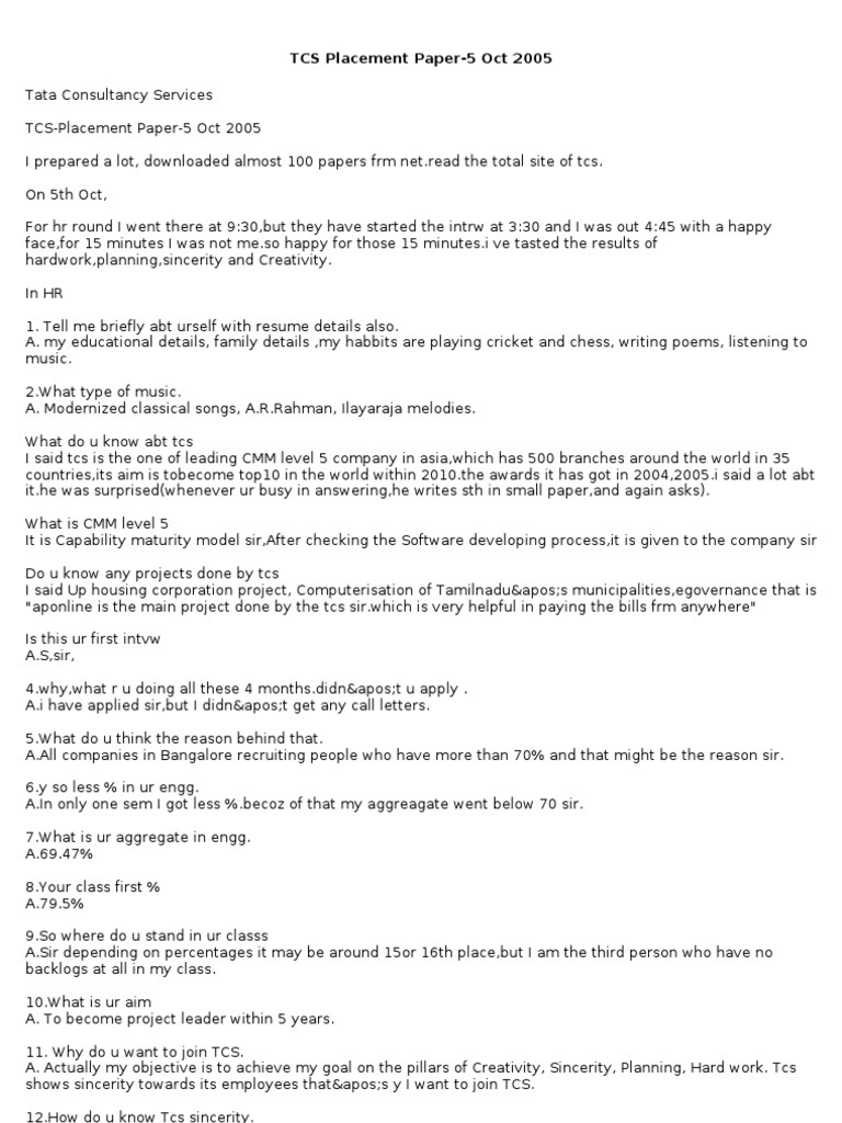 TCS Question Papers | PDF | Internet Protocol Suite | Test (Assessment)