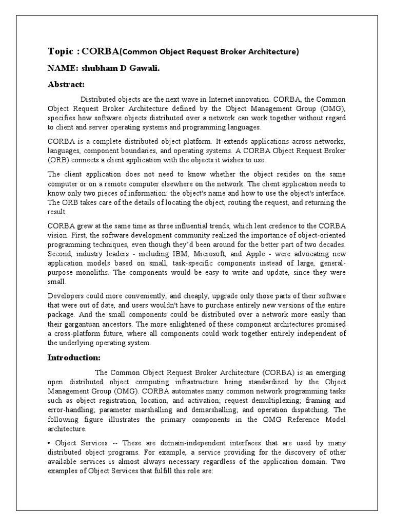 Corba Pdf Common Object Request Broker Architecture Component Based Software Engineering