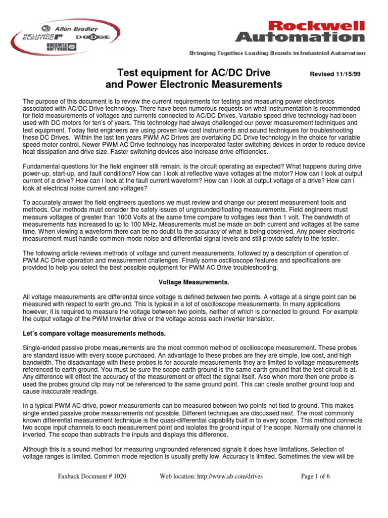 Test Equipment For AC/DC Drive and Power Electronic Measurements | PDF ...