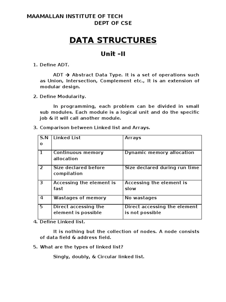 Data Structures Unit Ii Pdf Queue Abstract Data Type Areas Of Computer Science