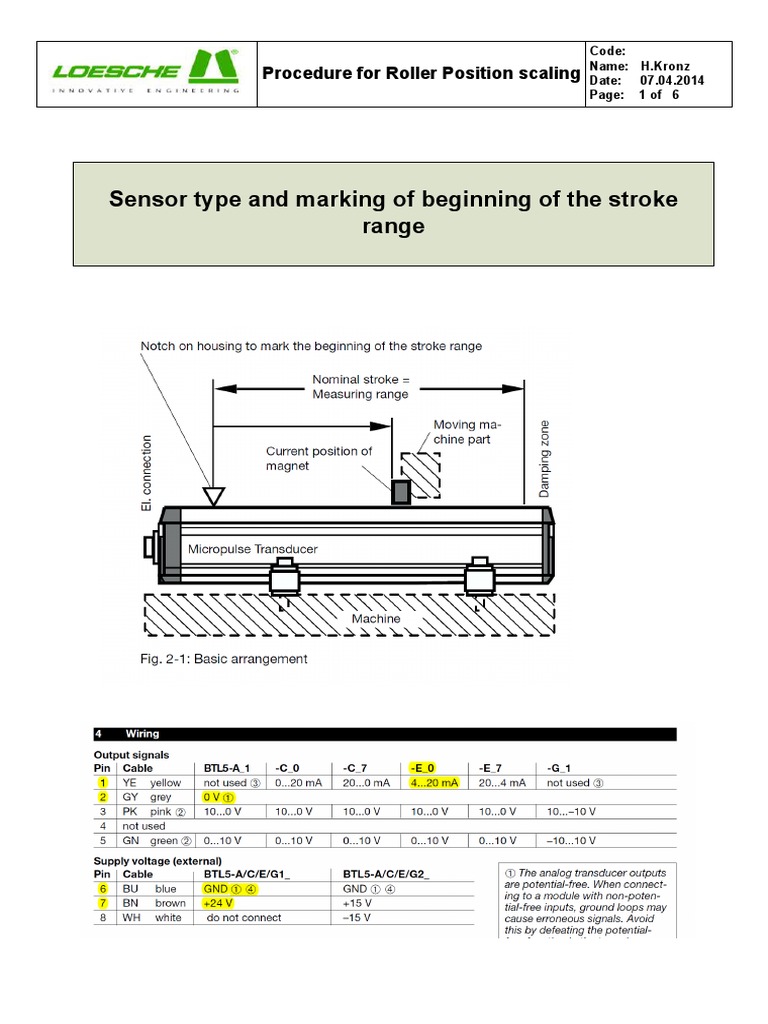 Procedure for Calibrating Roller Position Sensors and Scaling Roller ...