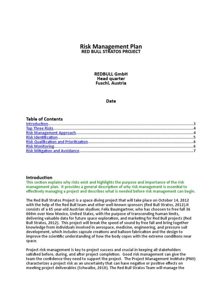 Risk Management Plan | PDF | Risk Management | Emergency Management