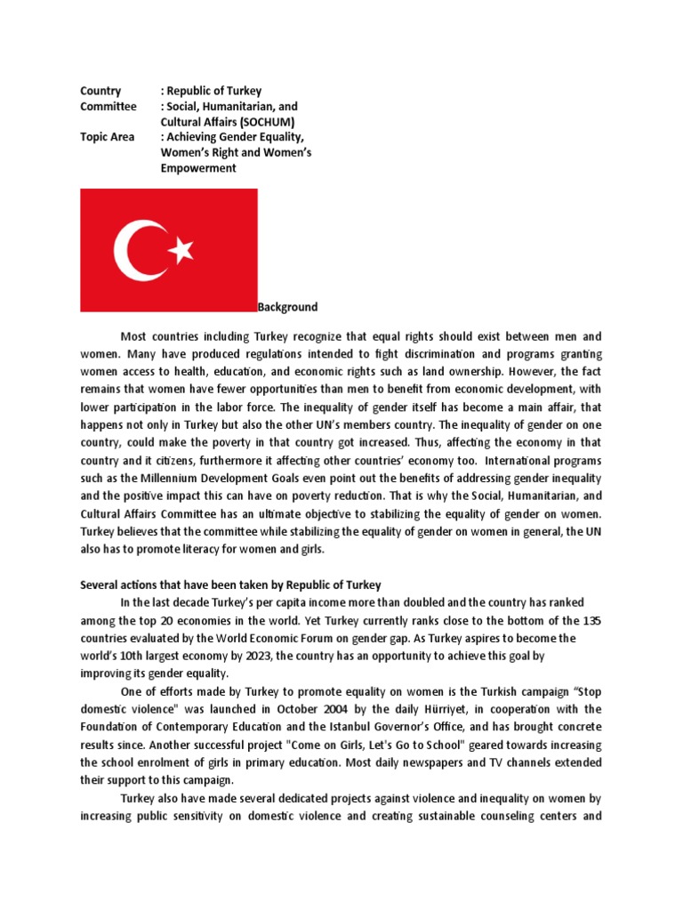 Position Paper - Turkey | PDF | Gender Inequality | Gender Studies