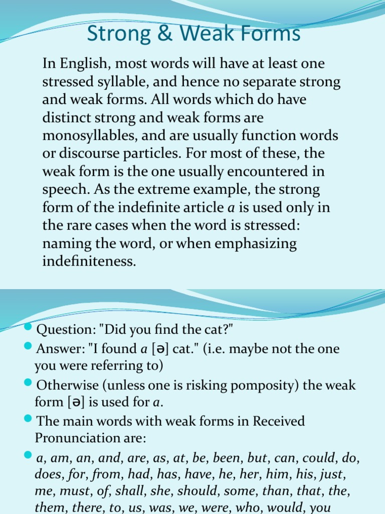 Strong & Weak Forms | PDF | Linguistic Typology | Syntax