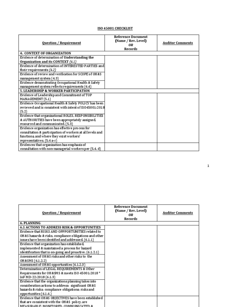 iso-45001-checklist-internal-audit-regulatory-compliance