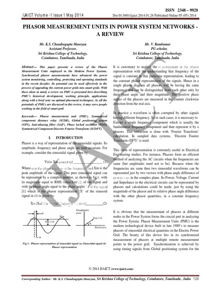Phasor Measurement Units in Power System Networks | Download Free PDF ...