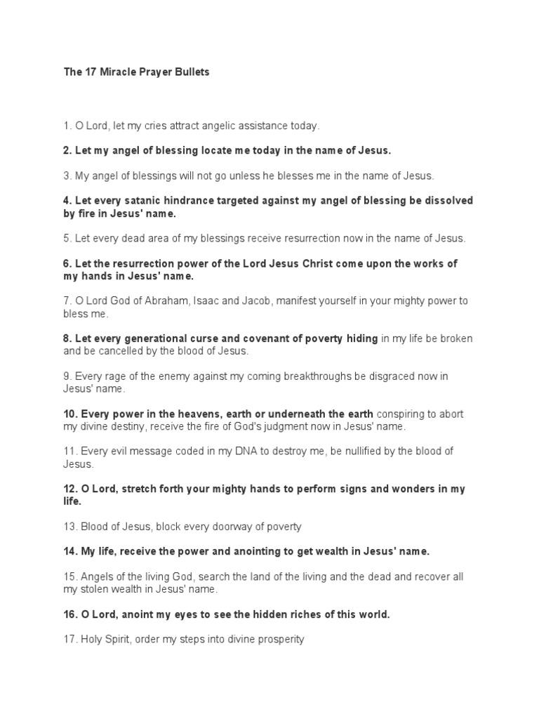 17 Miracle Prayer Bullets for Blessings & Breakthroughs | PDF | Angel ...