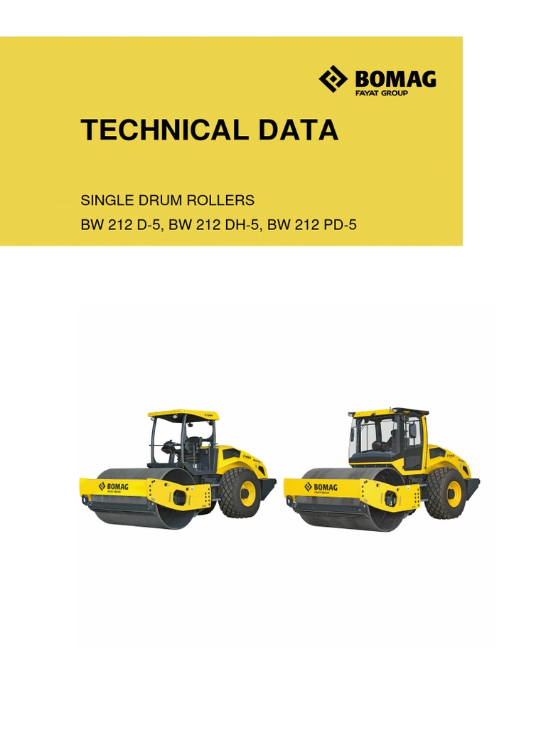 BOMAG BW 212 D-5 Technical Specifications | PDF | Diesel Engine ...