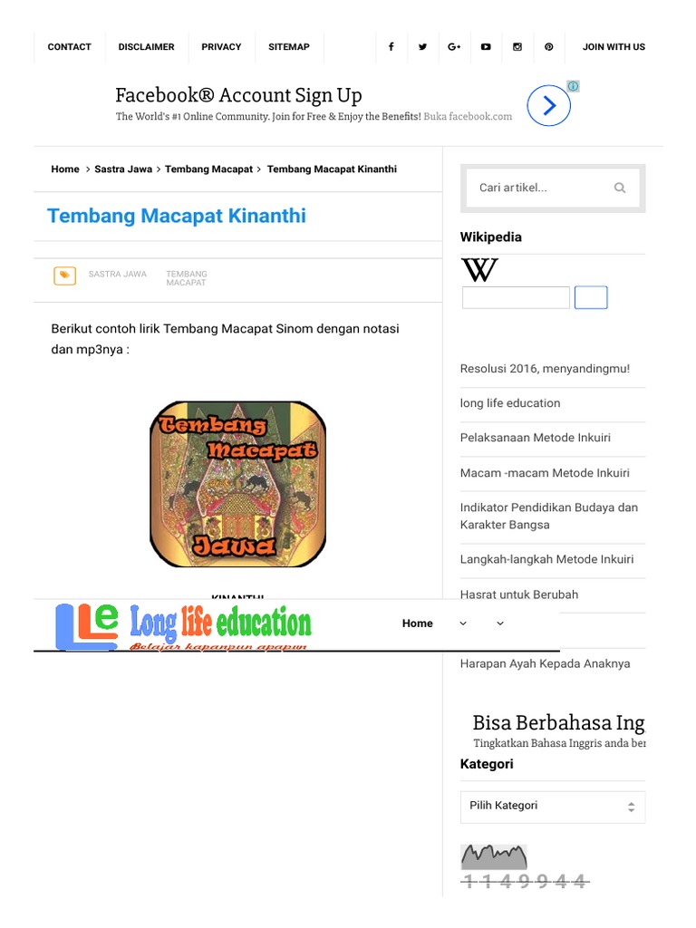 Tembang Macapat Kinanthi - Long Life Education | PDF