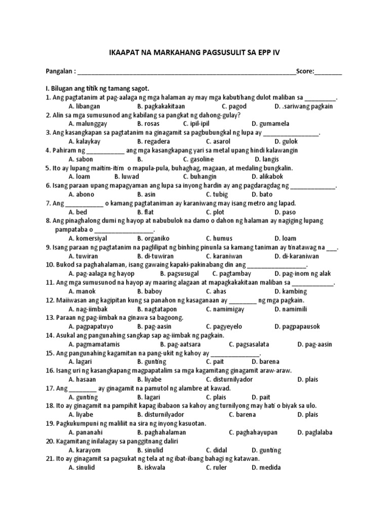 PT - Epp 4 - Q4 | PDF